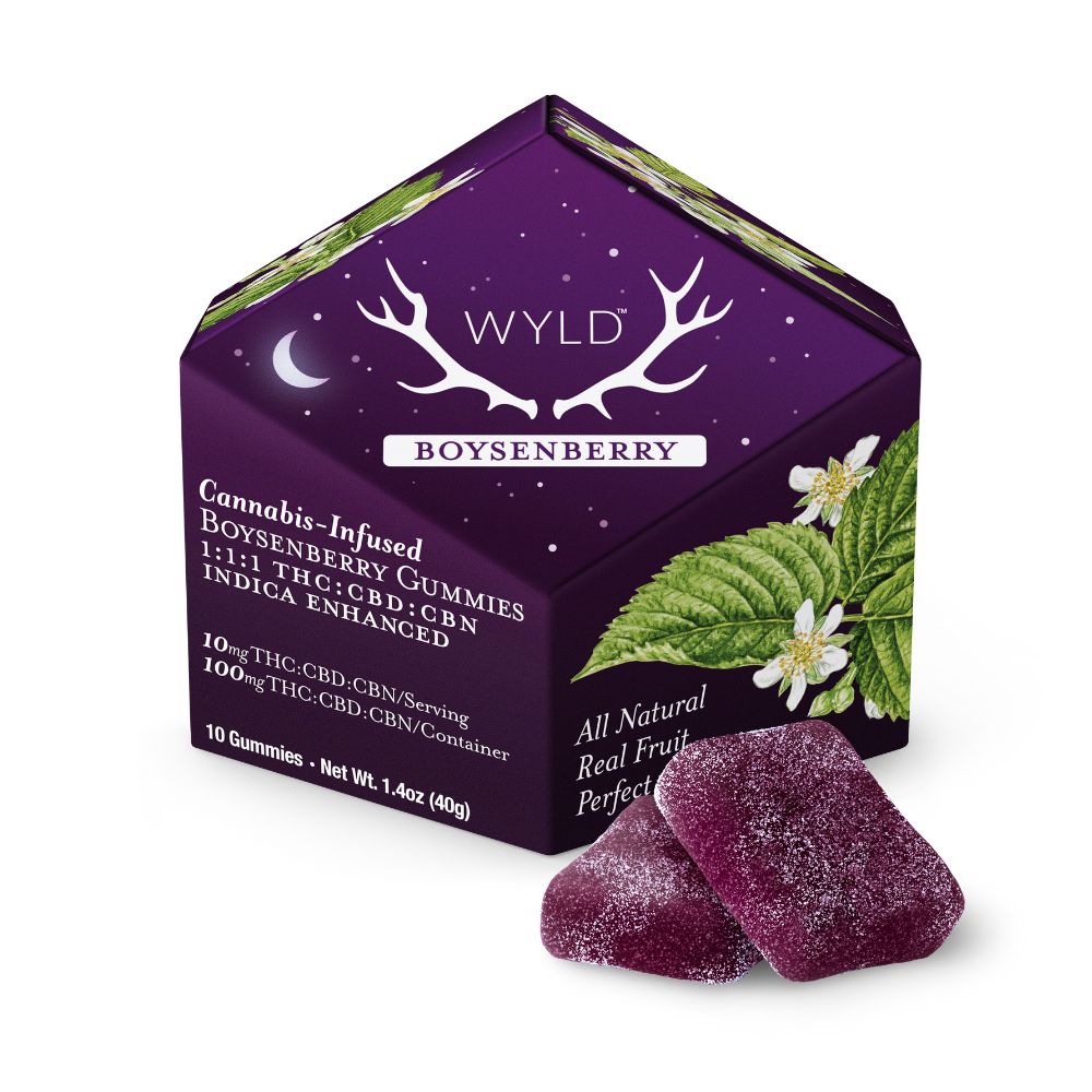 Wyld Boysenberry 1:1:1 CBD:CBN:THC Gummy Candy Edible, 100mg, 10pk in ...